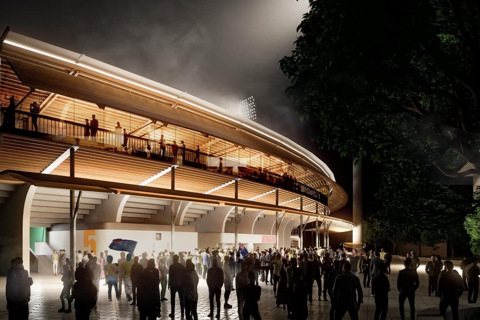 New UTas Stadium to Feature Eye-Catching Timber-Concrete System | Wood Central